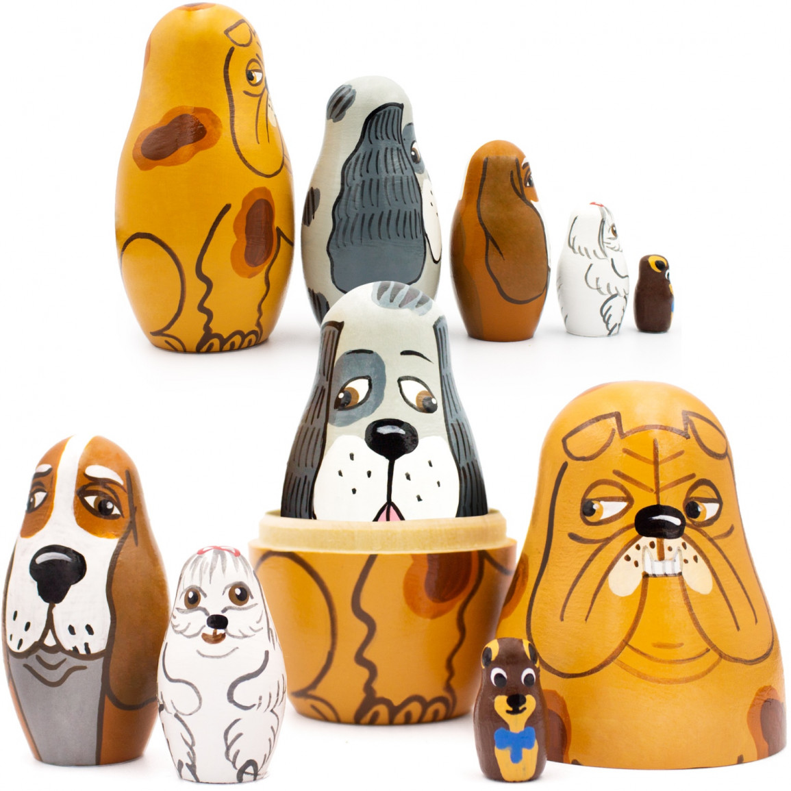 Wooden Matryoshka Dog Dolls Animal Toys, Set of 5 Buy Online ...