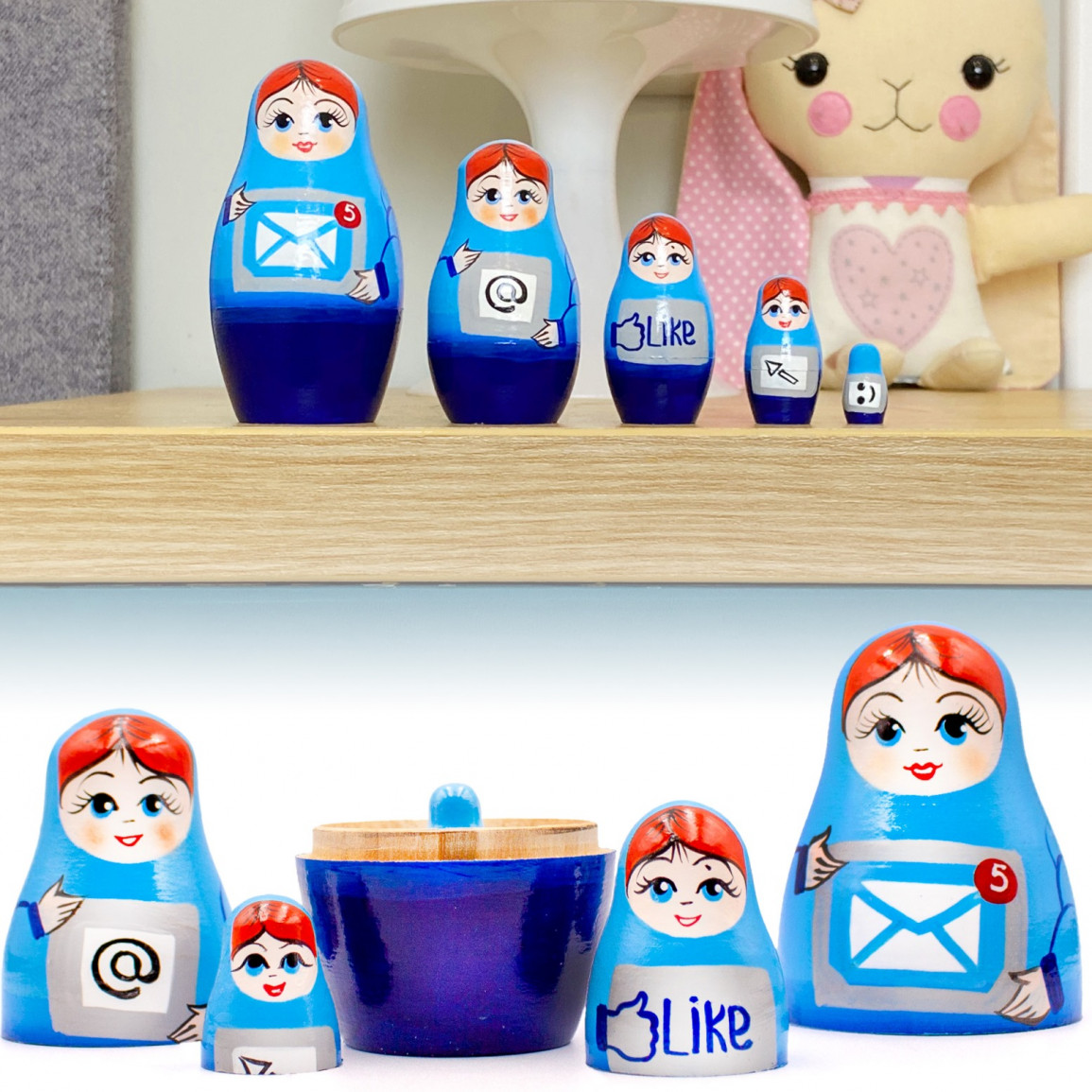 Wooden Matryoshka Dolls Internet Themed Office Décor 5-in-1 Buy Online ...