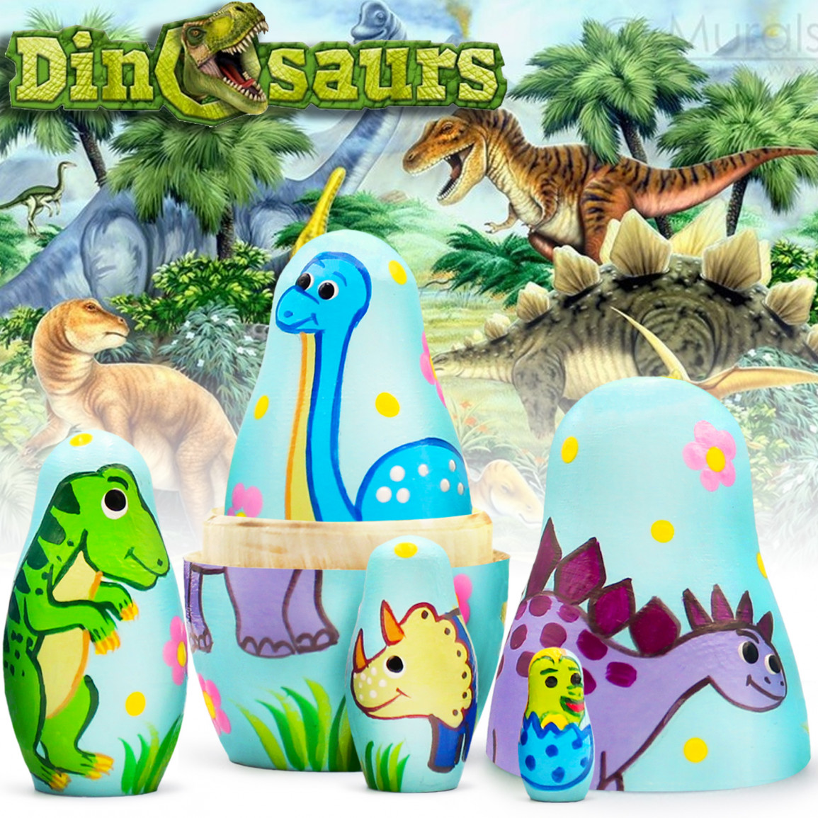 Matryoshka Dinosaurs, Educational Nesting Toy, 5-in-1 – Buy Online ...