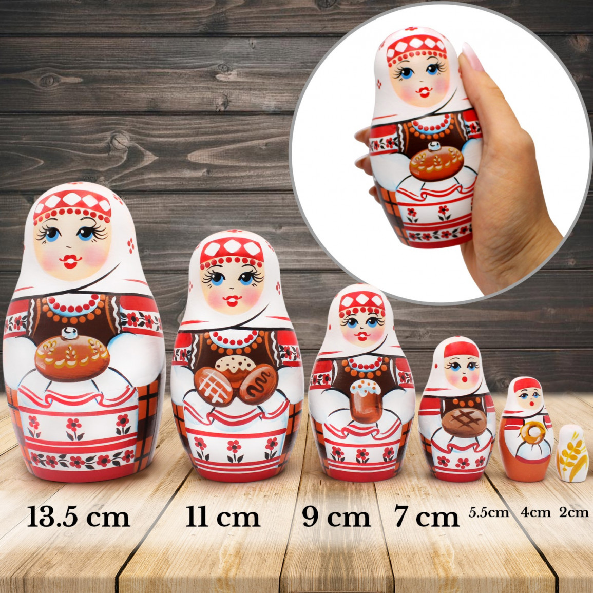 Traditional Russian Matryoshka Dolls Set – 6 Handcrafted Wooden Dolls ...