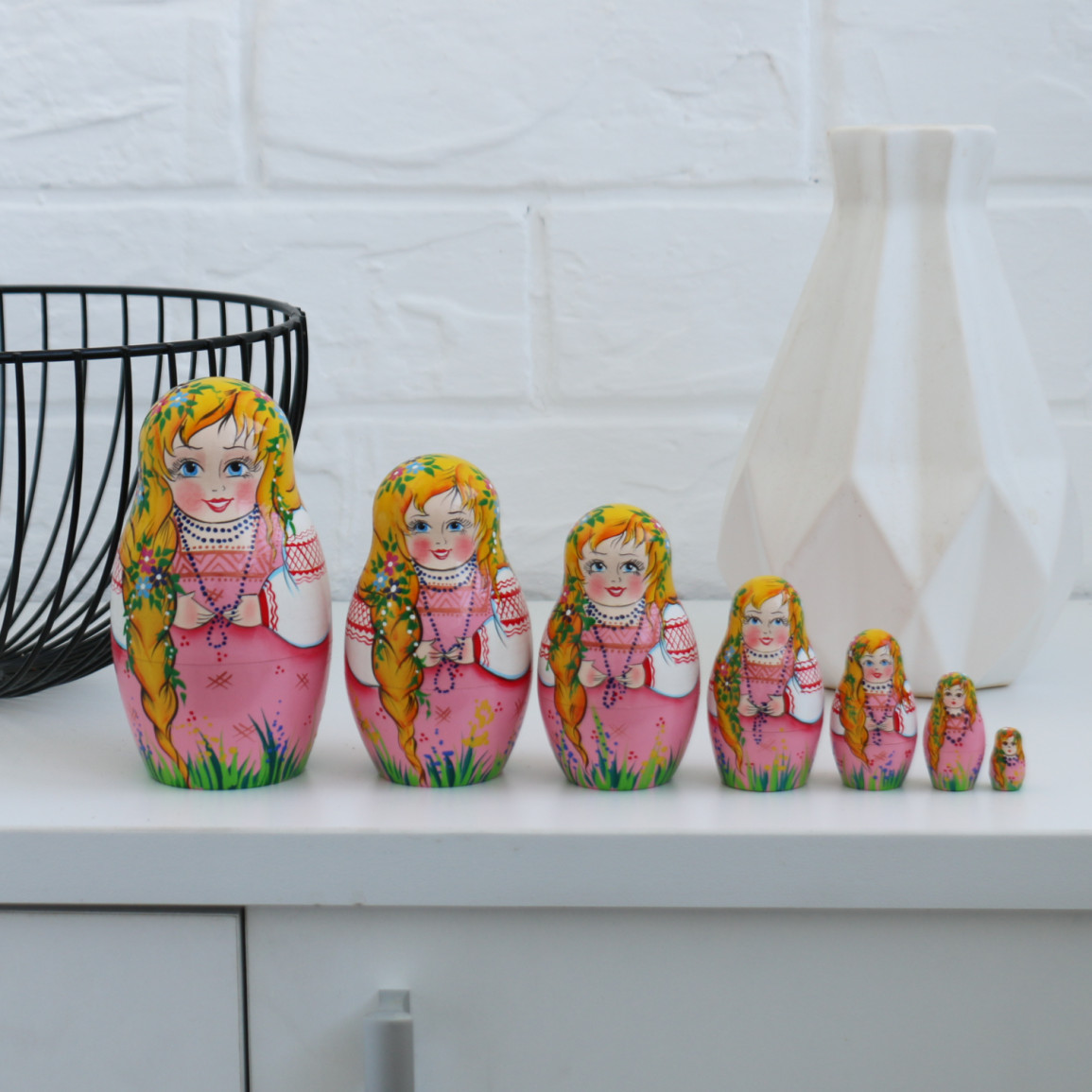 Girl with Braids - Matryoshka Doll Set, Eco-Friendly Toys, 7 Pieces Buy ...