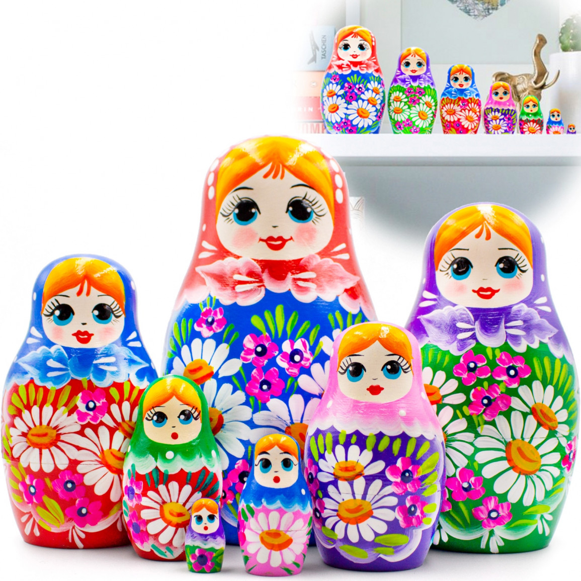 Матрешка с луговыми цветами, дидактическая игрушка, 7 шт купить в ...