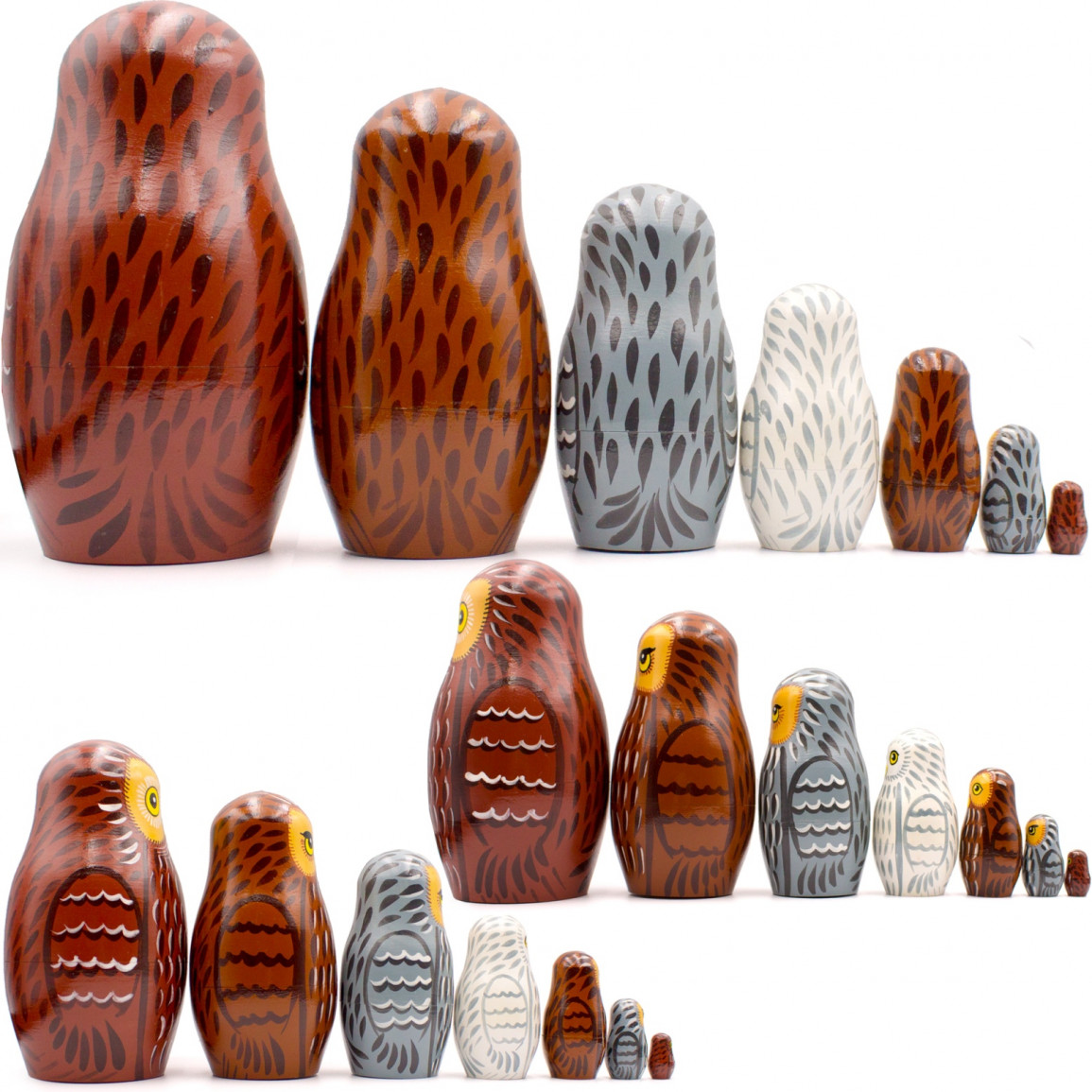 Owl Nesting Dolls Handmade Set of 7 – Hand-Painted Wooden Figurines by ...