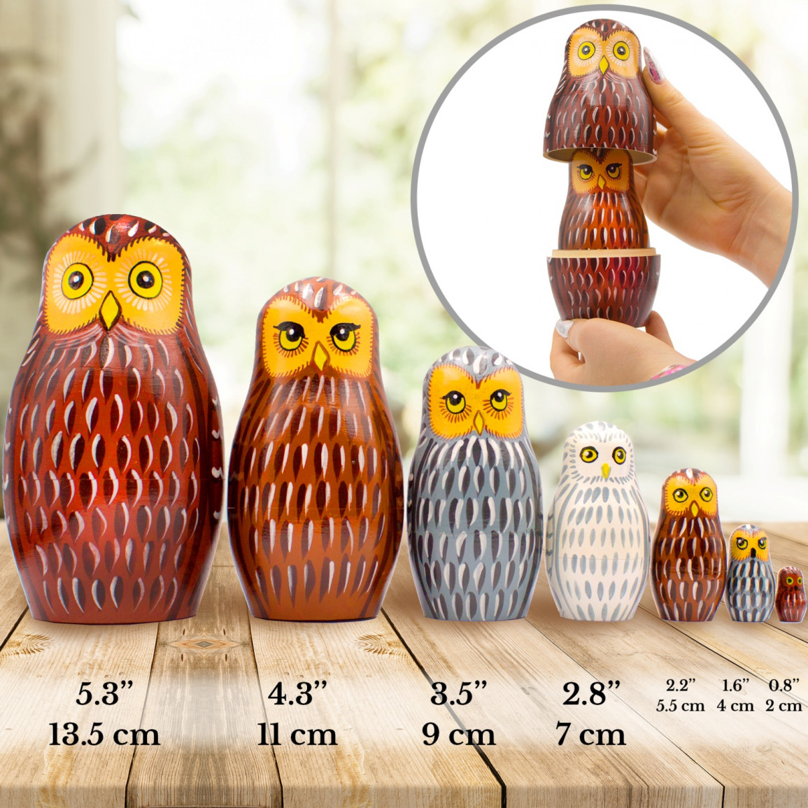 Owl Nesting Dolls Handmade Set of 7 – Hand-Painted Wooden Figurines by ...
