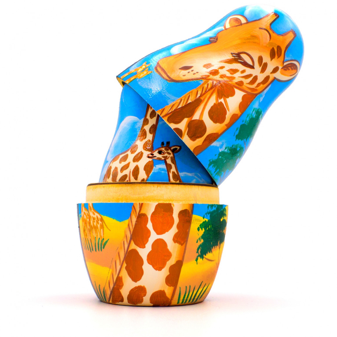 Giraffe Nesting Dolls – 7-Piece Hand-Painted Wooden Montessori Toy ...